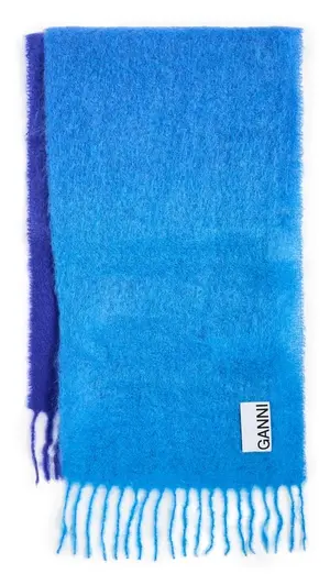 Ganni Mohair Gradient Scarf - Silver Lake Blue | Editorialist